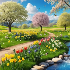 Spring in the Park Virtual Background Pack 1 - Etsy