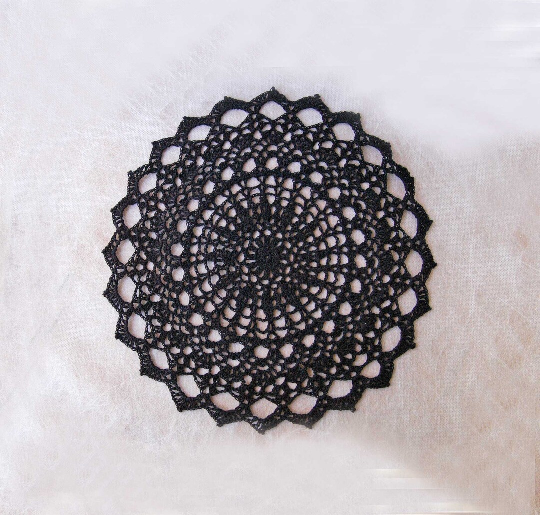 Black Gothic Crochet Lace Doily Modern Victorian Steampunk Centerpiece ...