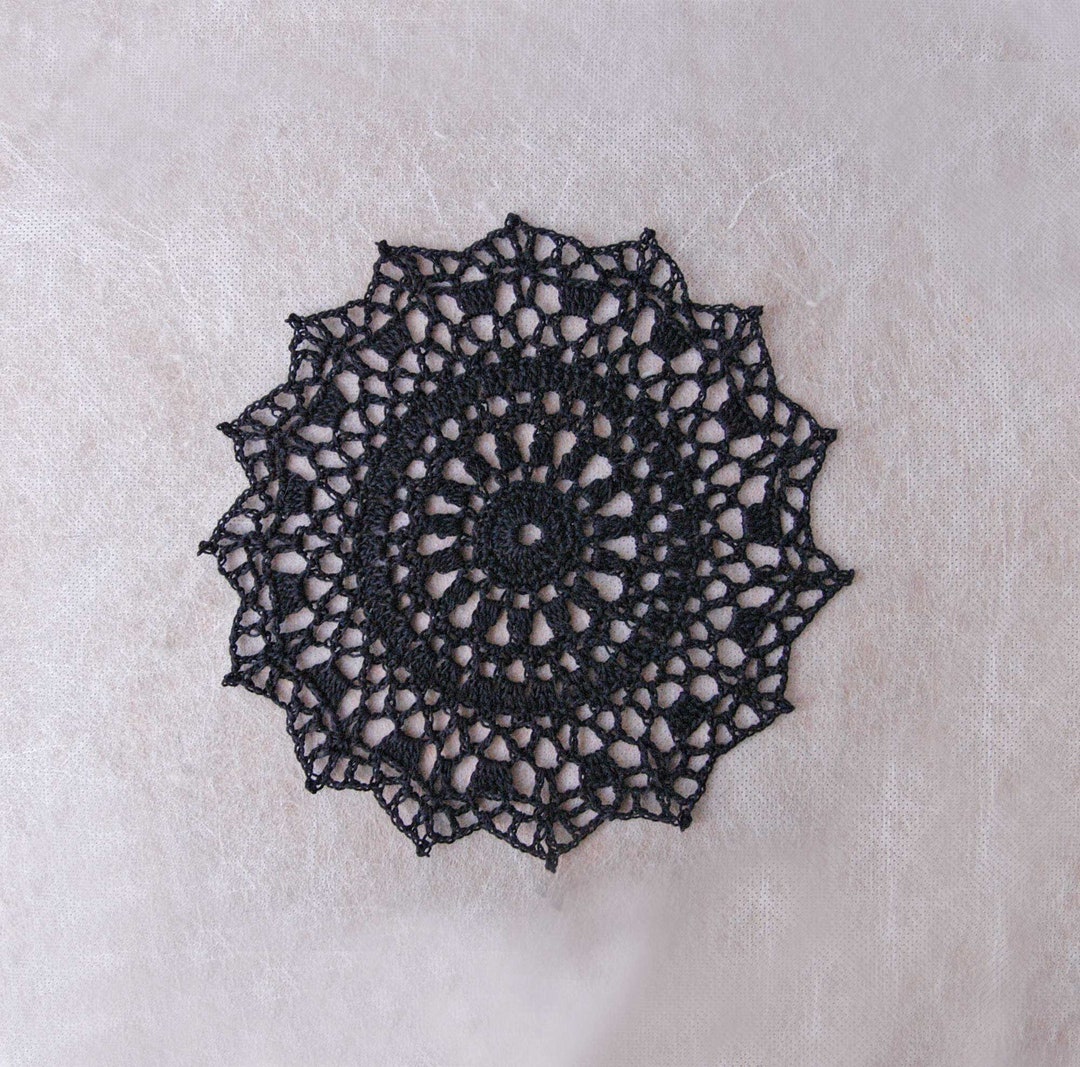 Victorian Lace Doily Black Crochet Table Mat, Modern Gothic Home Decor ...