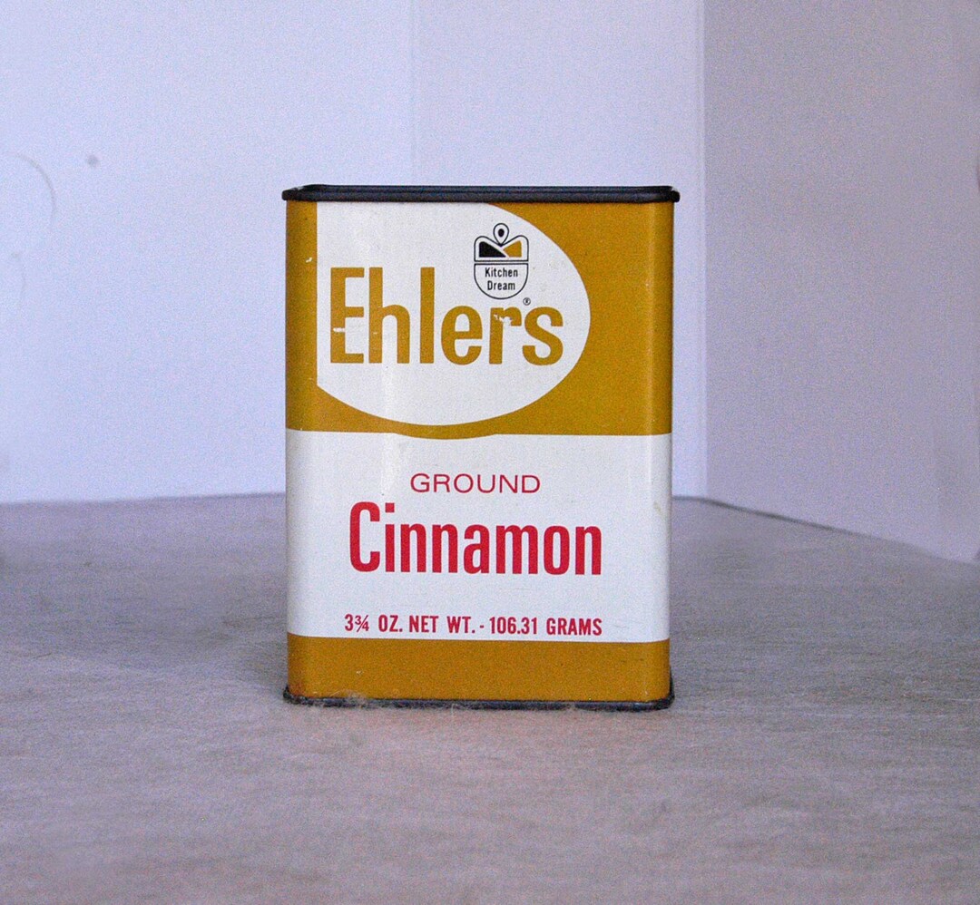 Ehler's Cinnamon Tin Can Vintage Spice Food Seasoning, Tall Metal ...