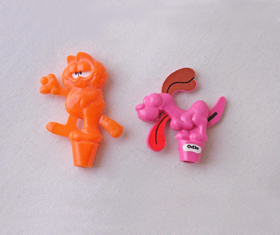 Garfield and Odie Pencil Toppers, Cat and Dog Movable Plastic Toys ...
