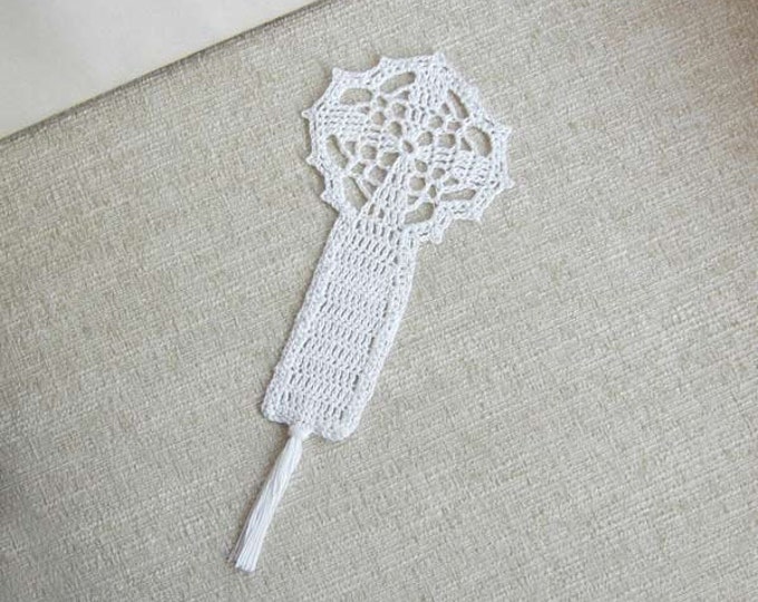 Christian Cross Crochet Lace Bookmark, Spiritual Fiber Art, Catholic ...