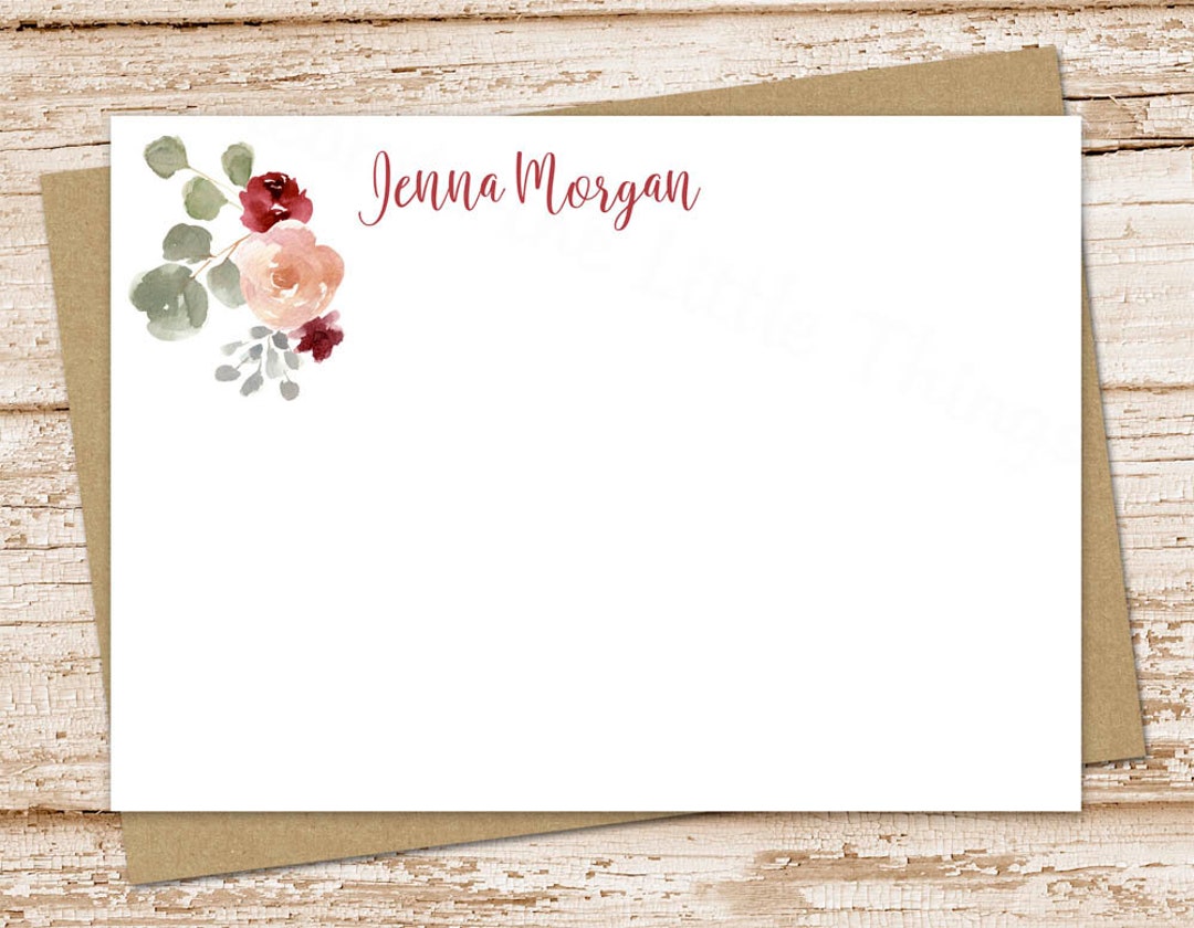 Personalized Floral Note Card Set . Botanical Notecards . Bohemian ...