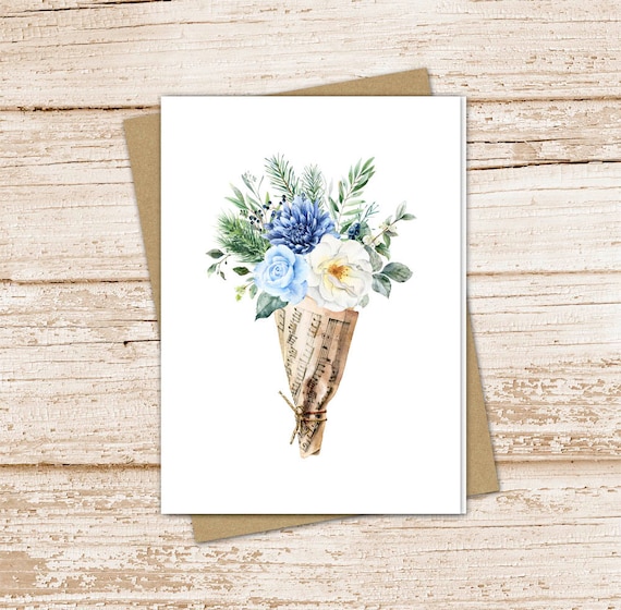 winter flower bouquet card set . watercolor flowers note cards ...