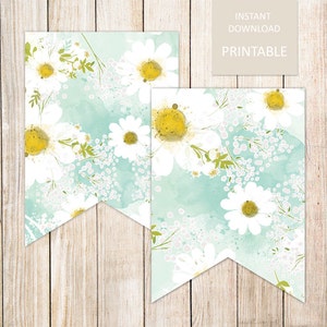 PRINTABLE . Floral Banner Flags . Daisy Banner . Camomile Daisies ...