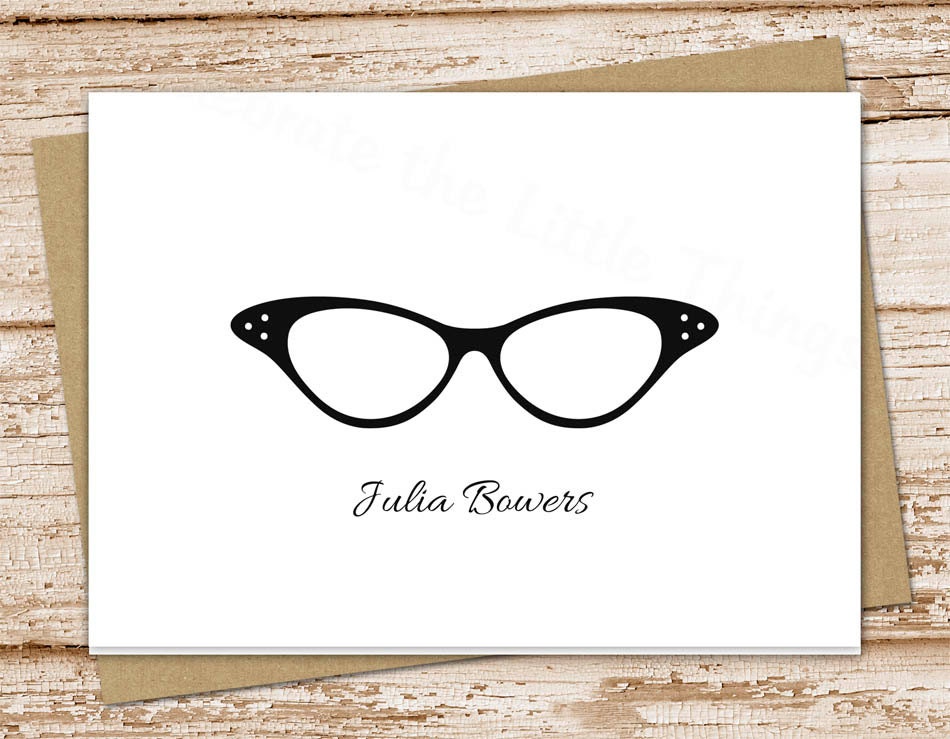 Glasses Personalized Stationery . Eyeglasses Note Cards - Etsy