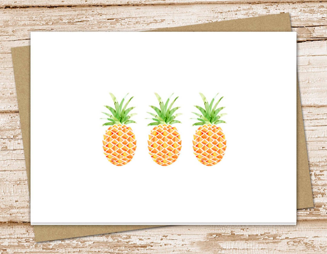 Watercolor Pineapple Note Card Set: Blank Greeting Cards - Etsy
