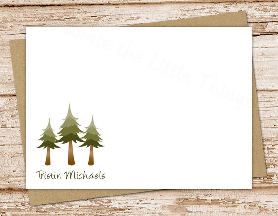 personalized pine tree note card set . tree notecards . personalized ...