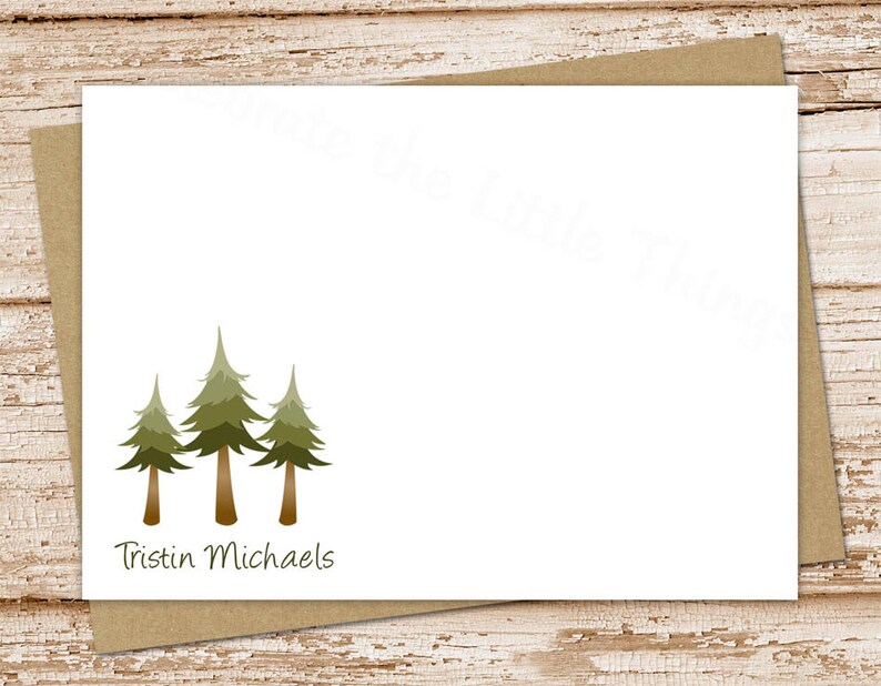 Personalized Pine Tree Note Card Set: Evergreen Stationery - Etsy