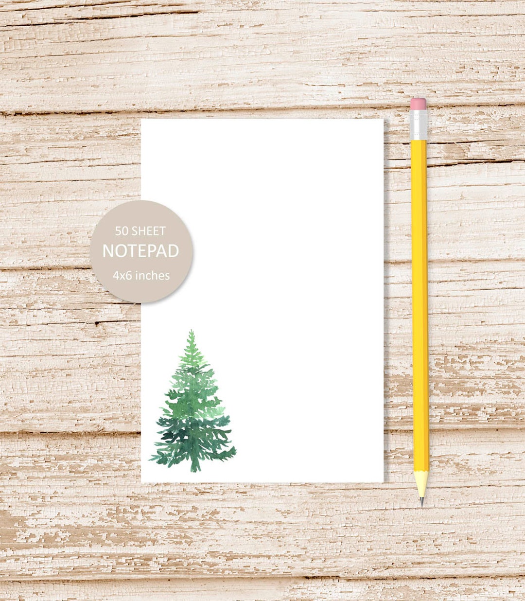 Pine Tree Notepad . Watercolor Evergreen Tree Note Pad . Outdoors ...