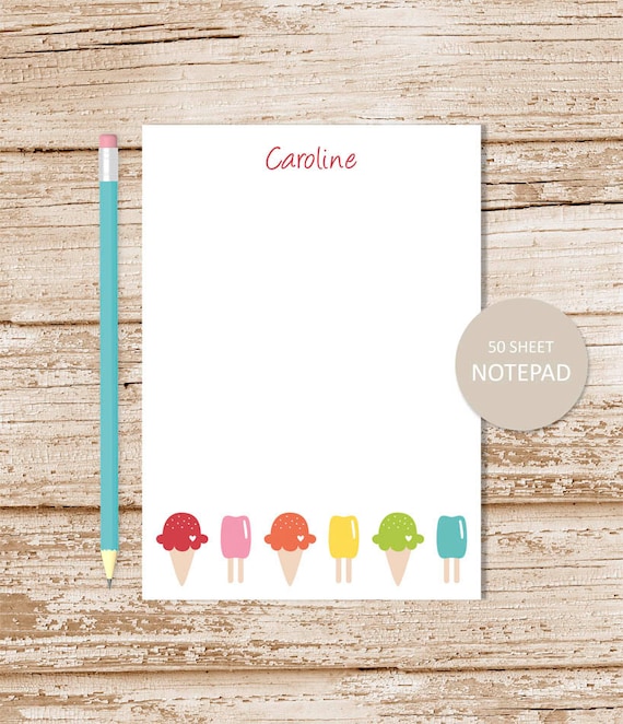 personalized notepad . ICE CREAM CONES . note pad . personalized ...