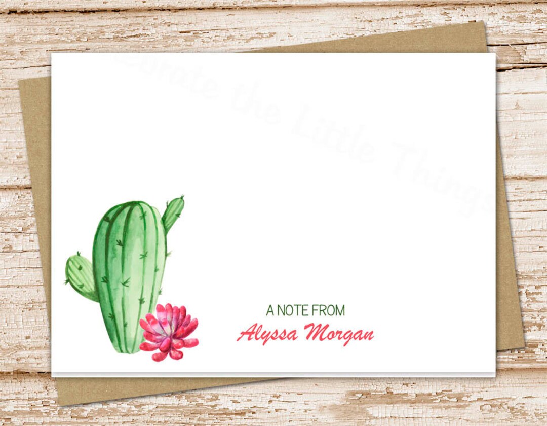 Cactus Note Cards, Notecards Set . Succulents Stationery . Watercolor ...