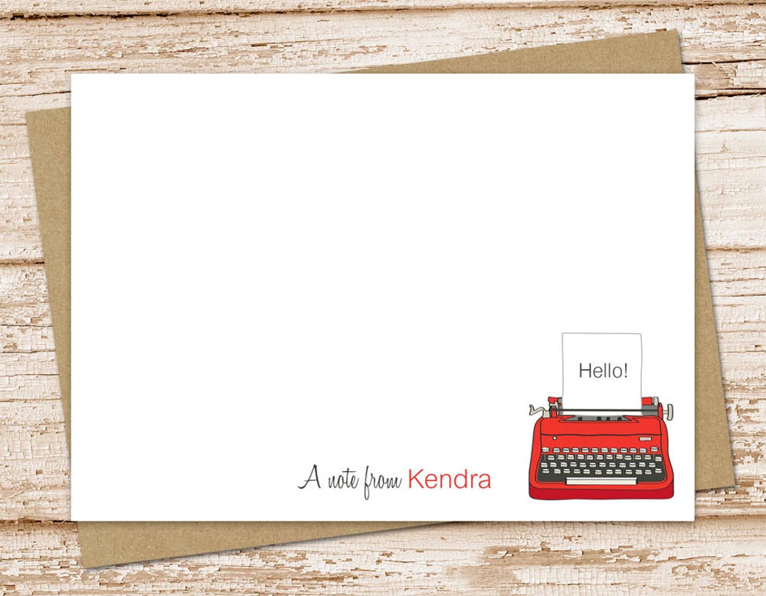 Personalized Typewriter Note Cards . Notecards . . FLAT Stationery Set ...
