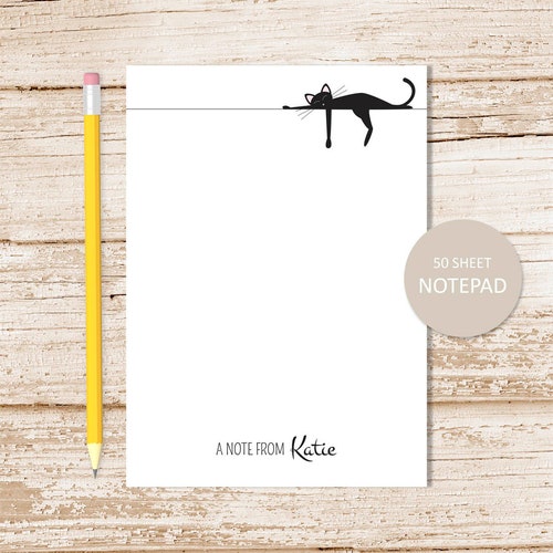 Personalized Black Cat Note Cards . Cat Stationery . - Etsy
