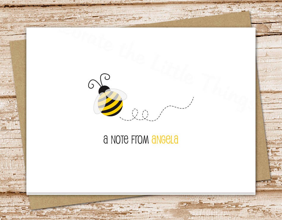 Personalized Bee Stationery Set . Bumble Bee Notepad Note | Etsy
