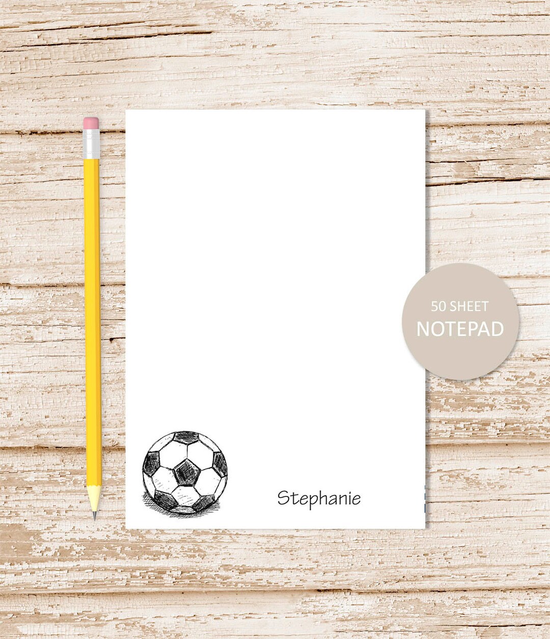 Personalized Soccer Notepad: Silhouette Stationery, Color Choice - Etsy