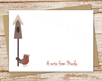 Personalized Note Cards . ROBIN Stationery Stationary . - Etsy