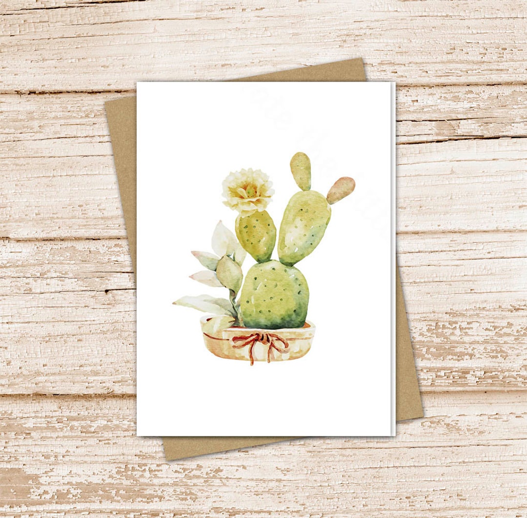 Cactus Card Set . Watercolor Floral Cacti Note Cards . Nature. Blank ...