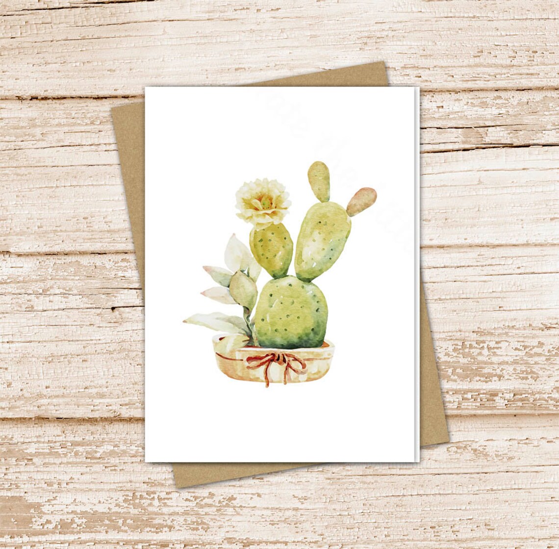 Cactus Card Set . Watercolor Floral Cacti Note Cards . Nature. | Etsy