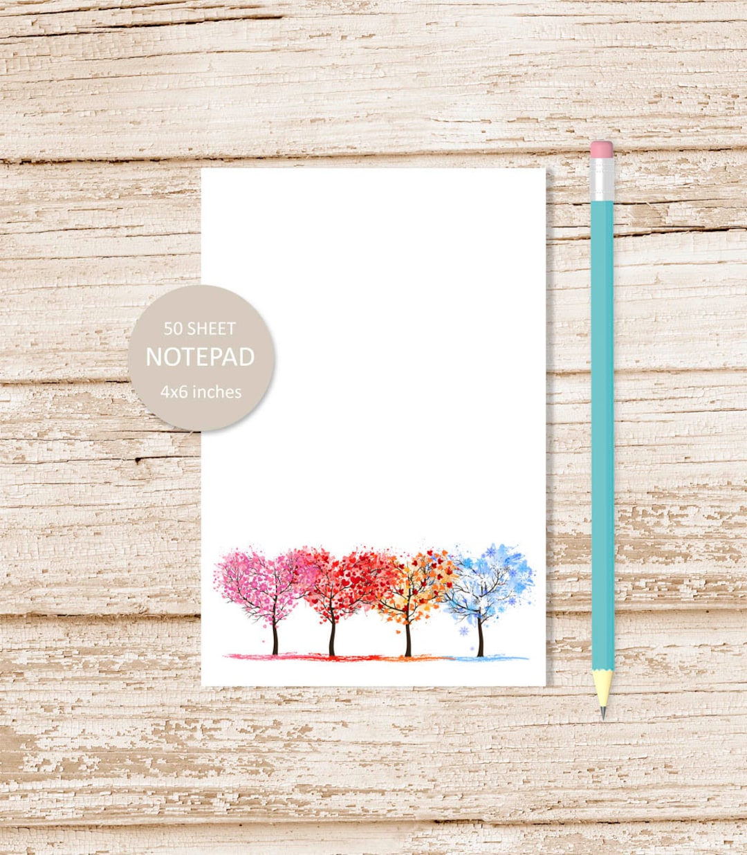 Four Seasons Tree Notepad: Nature Stationery (4x6 Inches) - Etsy