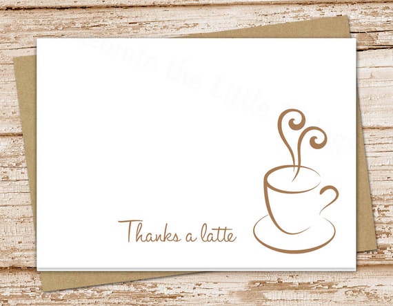 coffee thank you cards . thanks a latte . folded stationery stationary ...