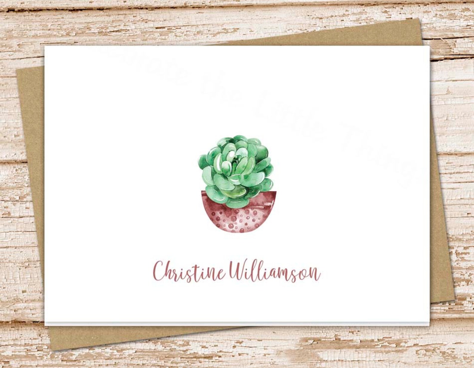 Succulent Note Cards, Notecards Set . Watercolor Succulent Stationery ...