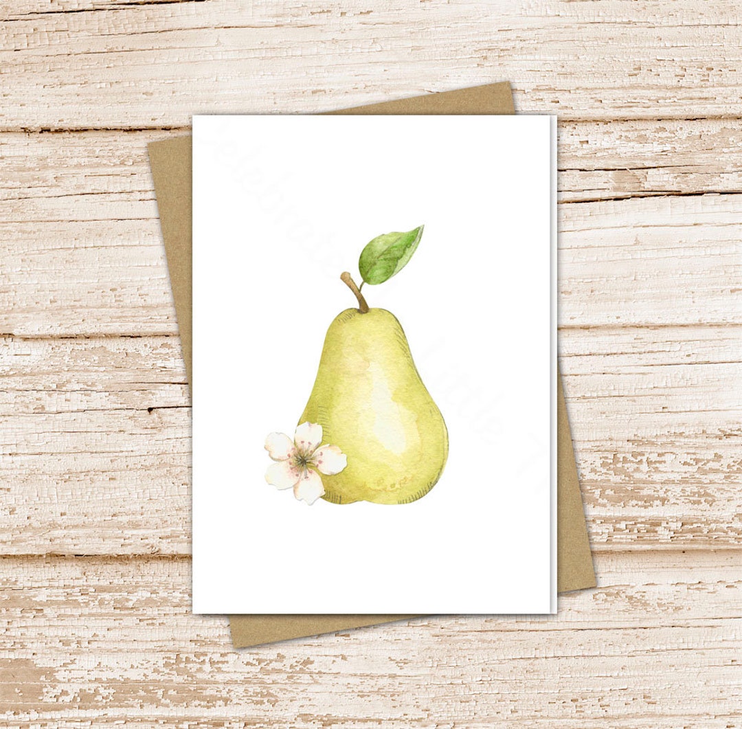 Pear Card Set . Watercolor Pear Note Cards . Fruit Flowers Nature ...