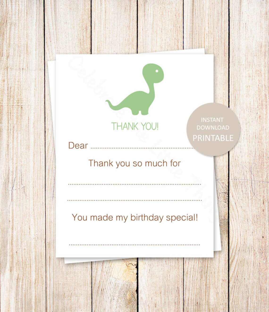 PRINTABLE Dinosaur Thank You Cards . Birthday Fill in the - Etsy