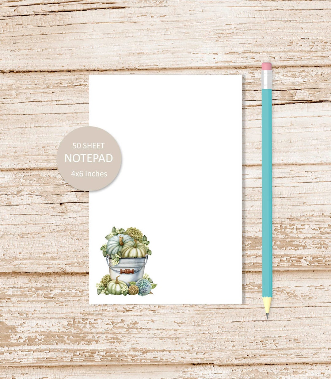 Farmhouse Pumpkin Notepad . Watercolor Vintage . Autumn Fall . Note Pad ...