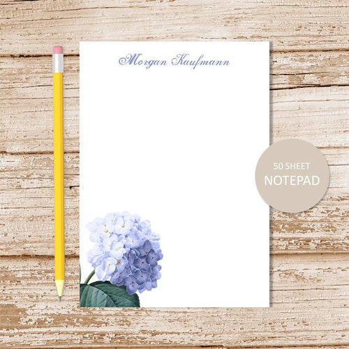 Hydrangea Notepad . Watercolor Blue Hydrangea Note Pad . - Etsy