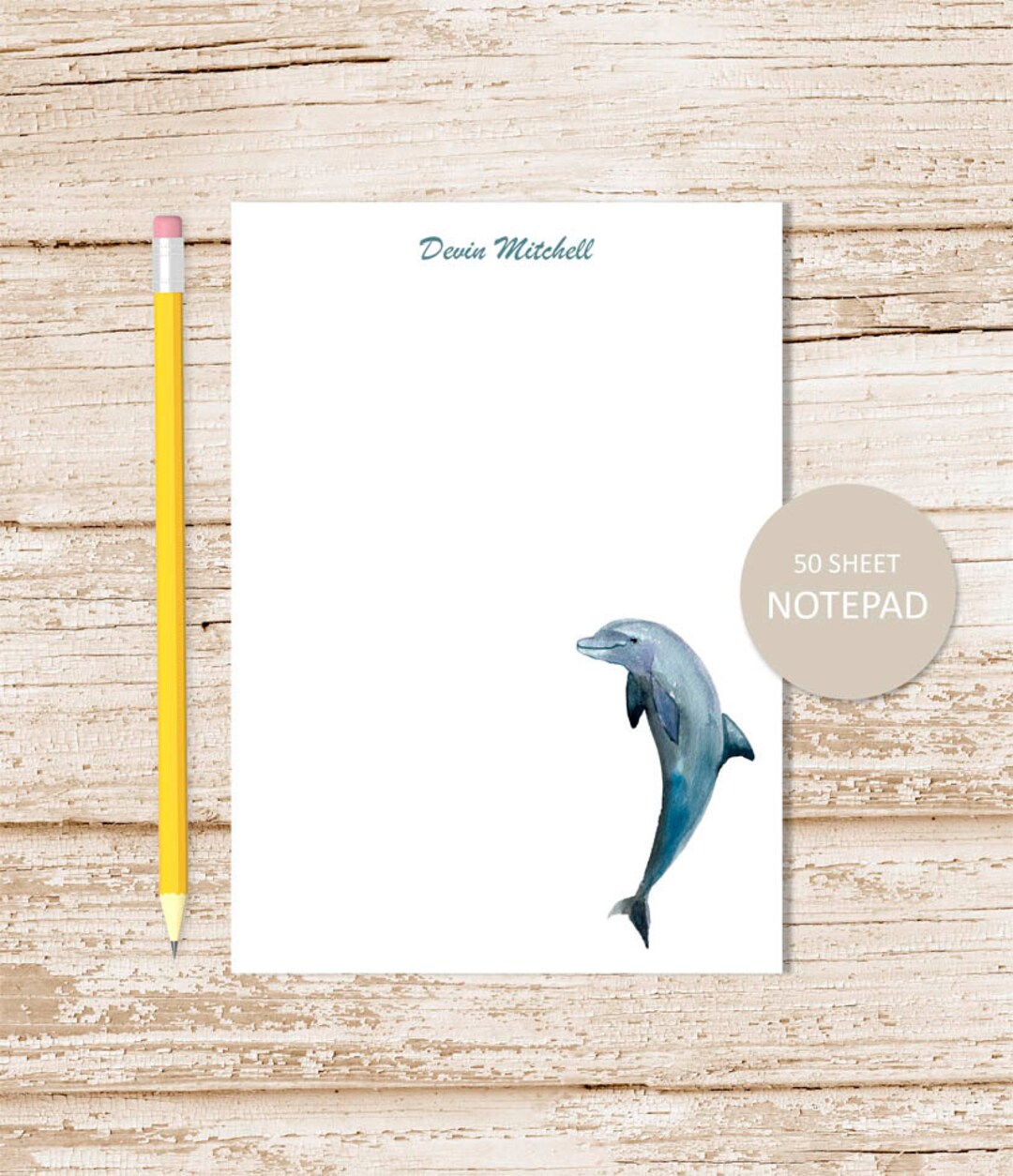 Personalized Dolphin Notepad: Watercolor Stationery Gift - Etsy