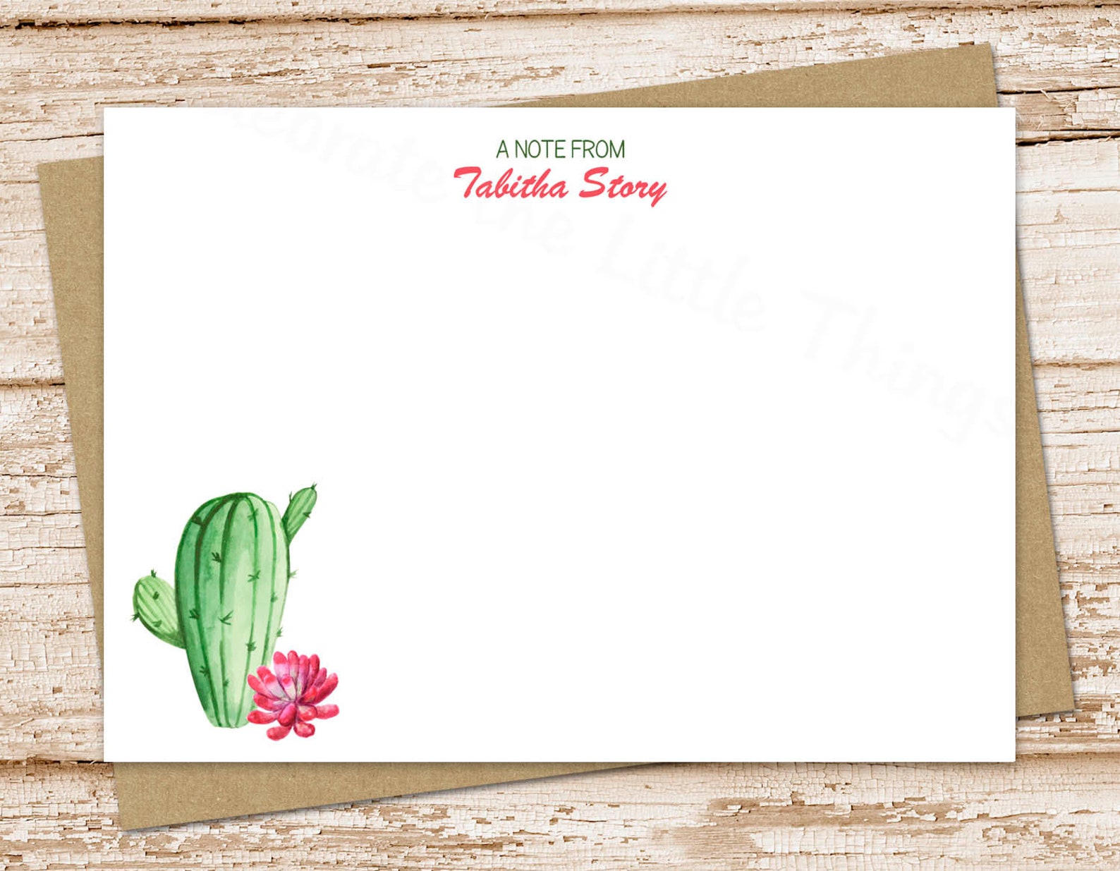 Personalized Stationery Stationary . Cactus Cacti Note - Etsy