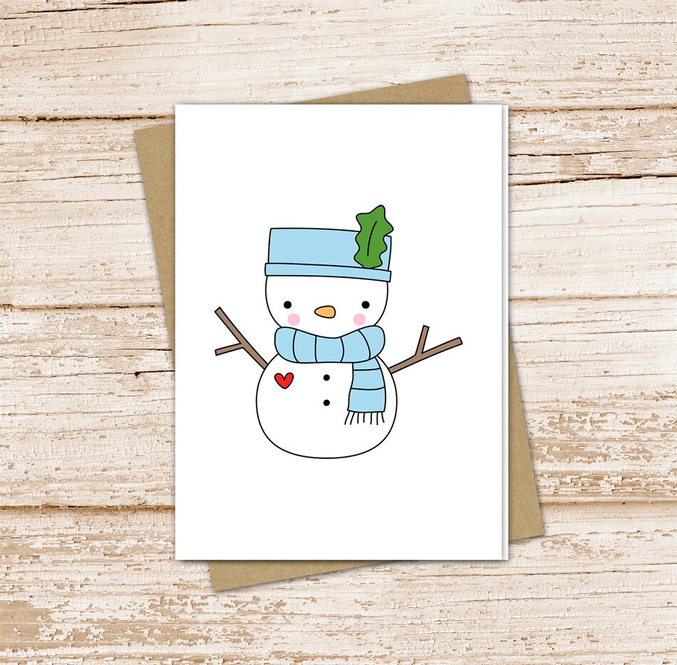Snowman Card Set . Cute Snowman Note Cards . Winter . Blank - Etsy