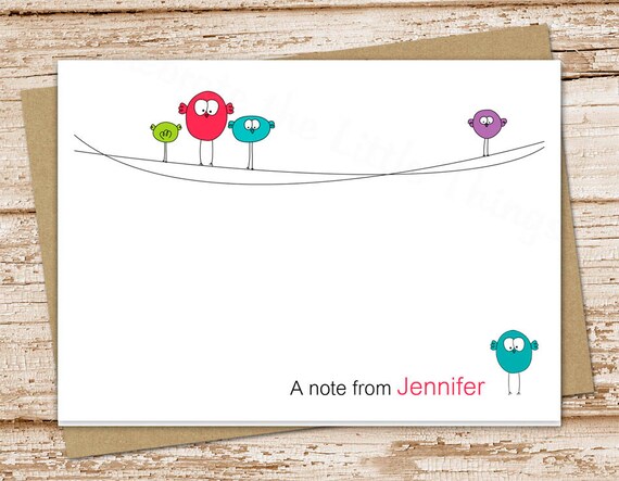 bird note cards . notecards . folded personalized stationery stationary ...