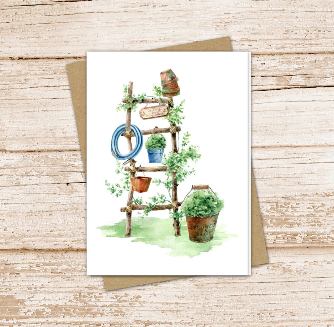 Garden Card Set . Watercolor Herbs Note Cards . Farmhouse Nature ...