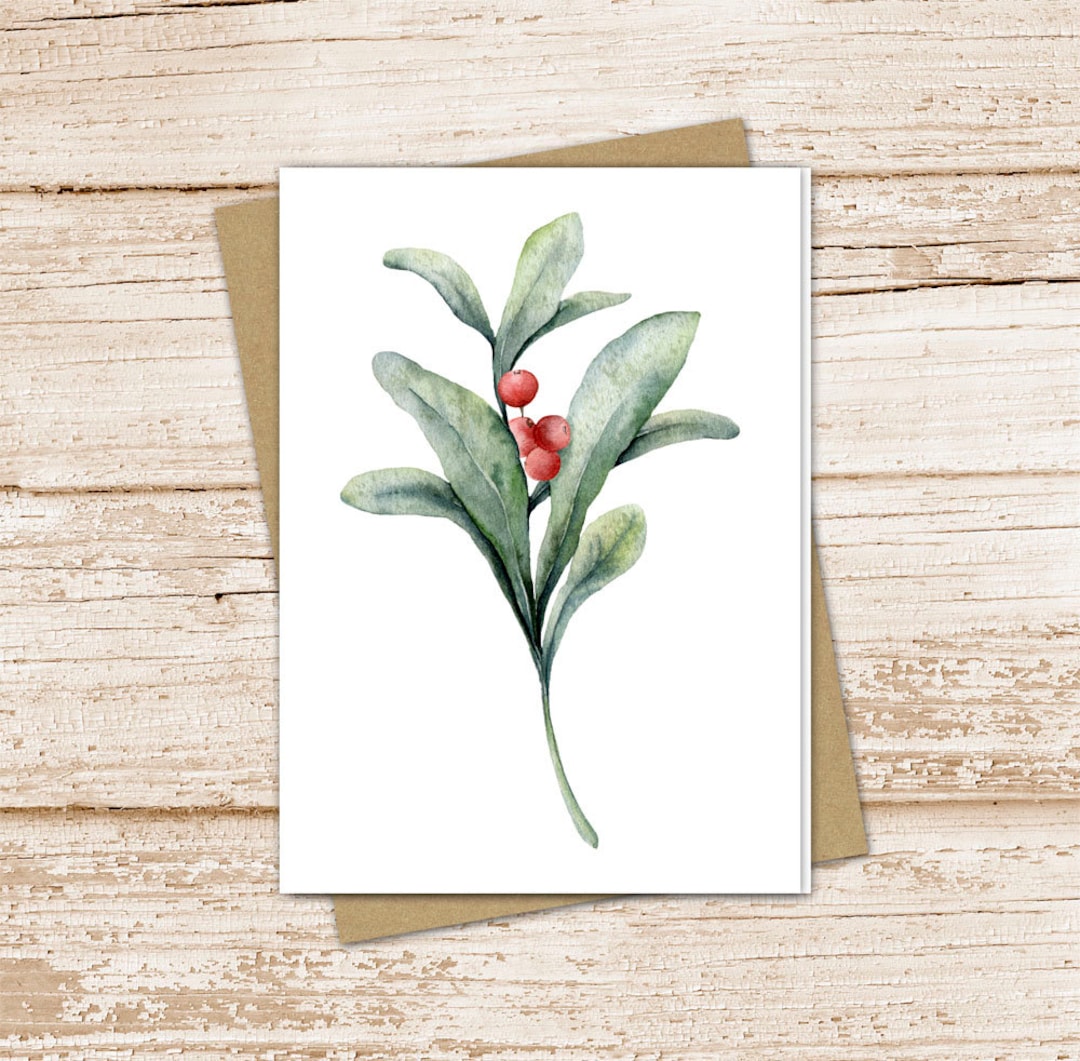 Berry Branch Card Set . Watercolor Berries Note Cards . Winter Berry ...