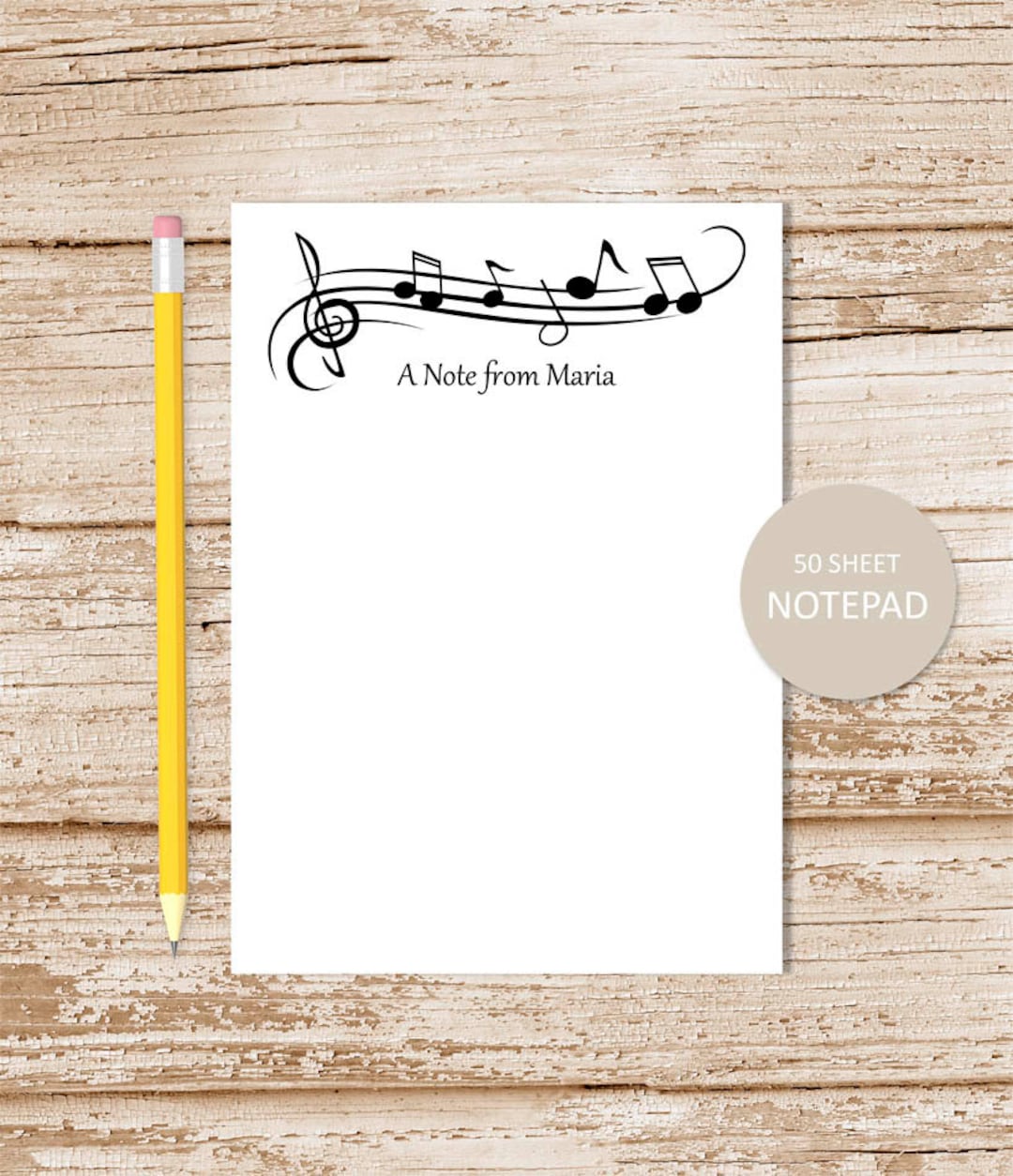 Personalized Music Notes Notepad: Teacher Musician Gift - Etsy