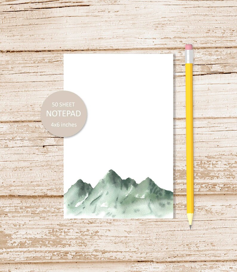 Mountains Notepad . Watercolor Mountain Note Pad . Outdoors, Nature ...
