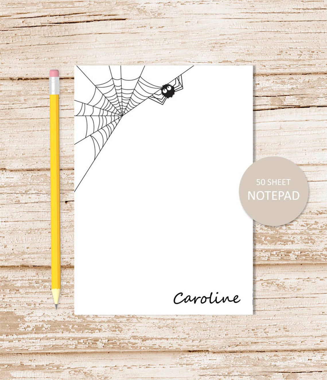 Personalized Halloween Notepad Note Pad . Black Spider - Etsy
