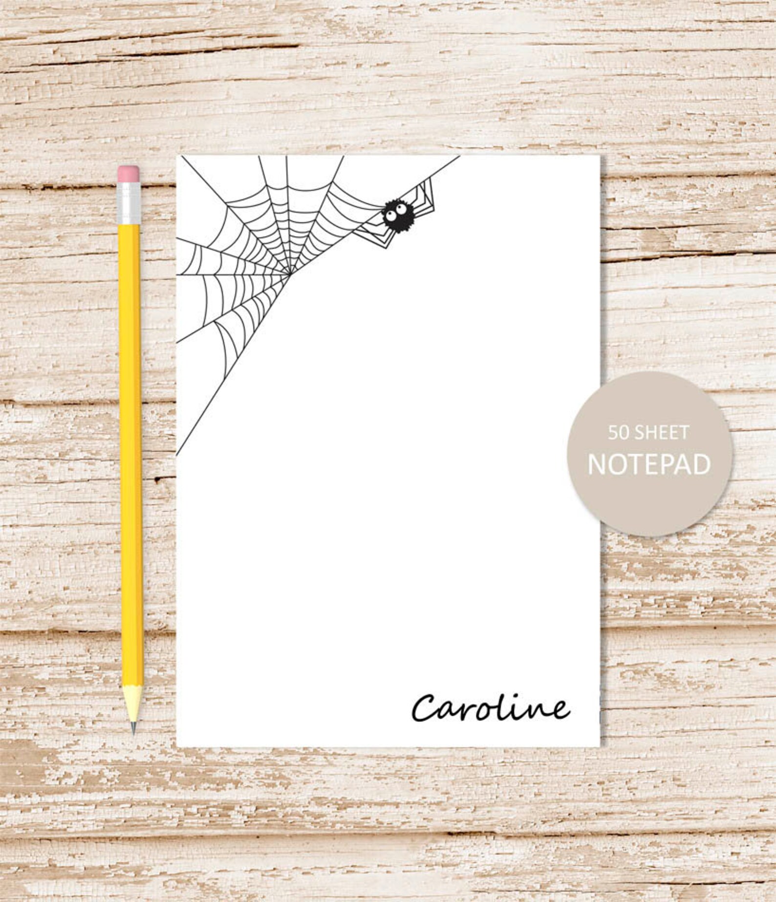 Personalized Halloween Notepad Note Pad . Black Spider - Etsy