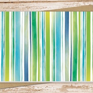 Blue Green Striped Card Set . Watercolor Stripes Note Cards Notecards ...