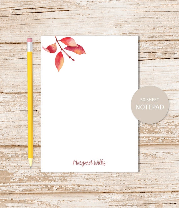 autumn red leaves notepad note pad . watercolor fall leaves ...