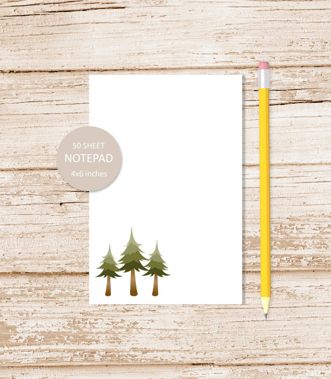 Pine Tree Notepad . Evergreen Trees Note Pad . Outdoors, Nature ...