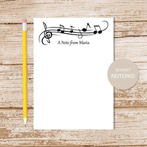 Personalized Music Stationery Set . Music Notes Notepad + Note Card Set ...