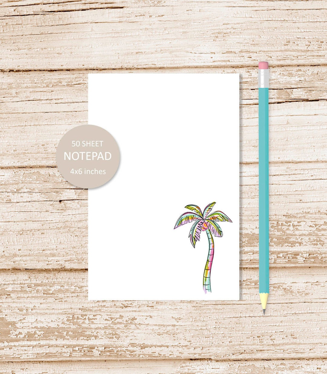 Colorful Palm Tree Notepad . Watercolor Palm Tree Note Pad . Tropical ...