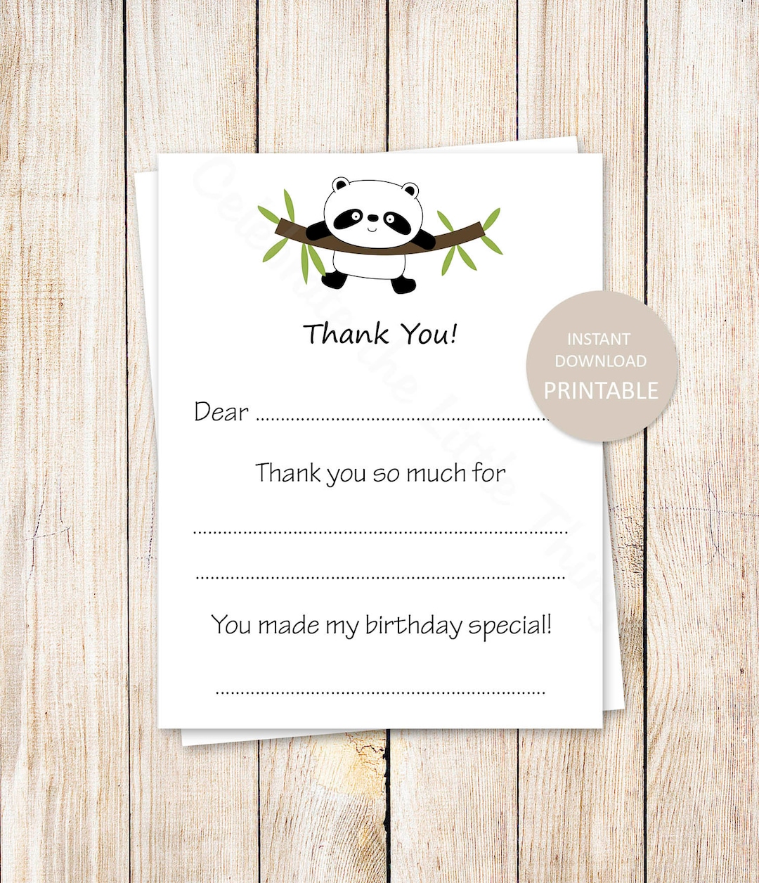 PRINTABLE . Panda Thank You Cards . Panda Bear, Zoo . Kids, Children ...