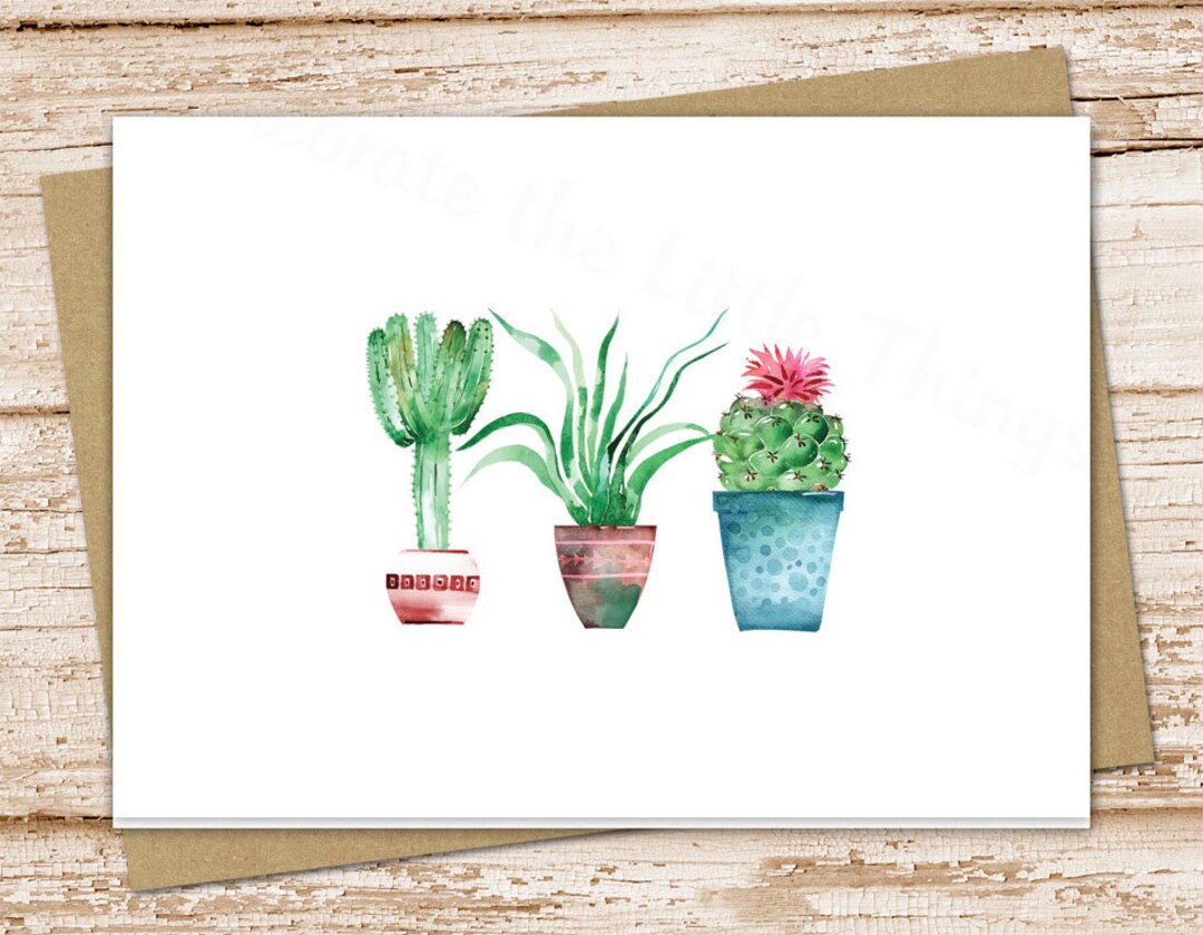 Cactus Card Set . Stationery Set . Cactus Cards . Succulents Greeting ...