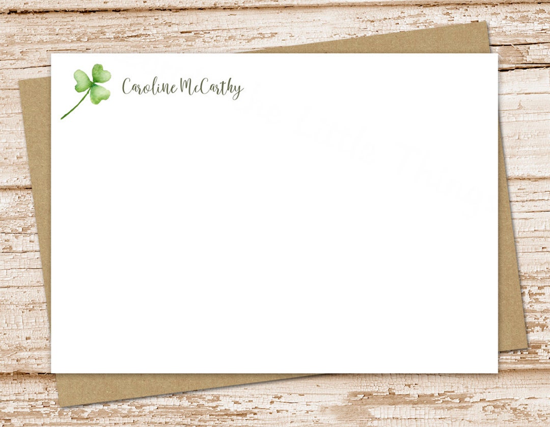 Personalized Clover Note Card Set: Irish Stationery - Etsy