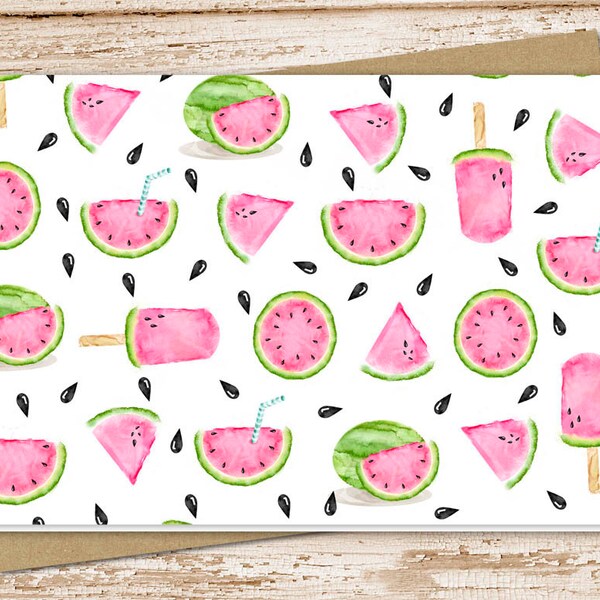 Watermelon Card - Etsy