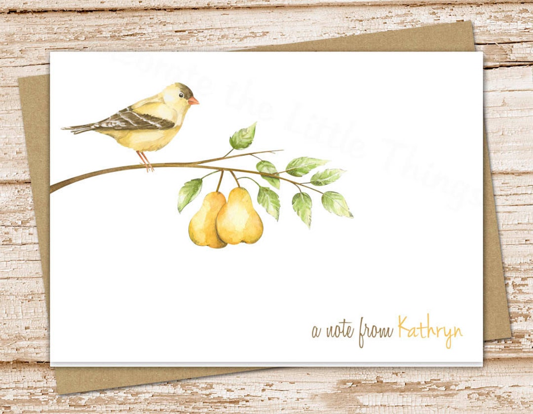 Personalized Pear Note Card . Pears Stationery . Stationary . Folded ...